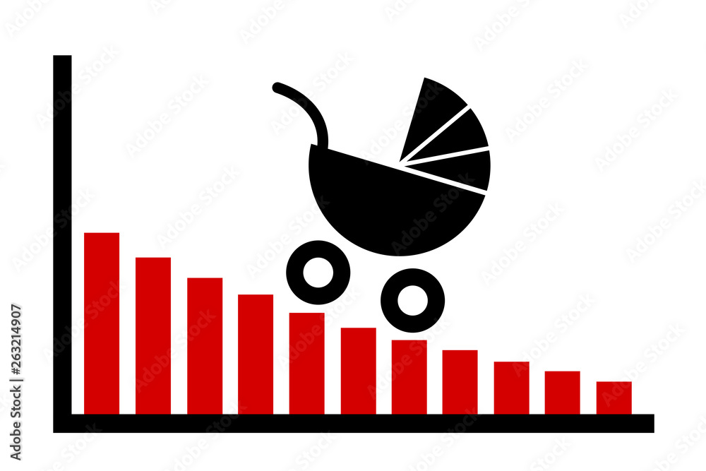 Vettoriale Stock Birth Rate Is Decreasing And Declining Chart And Vettoriale Stock Birth Rate Is Decreasing And Declining Chart And
