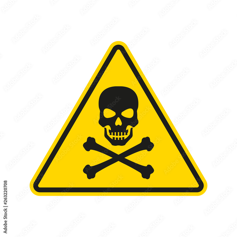 Hazard or warning sign with skull and bones. Toxic and chemical poison ...