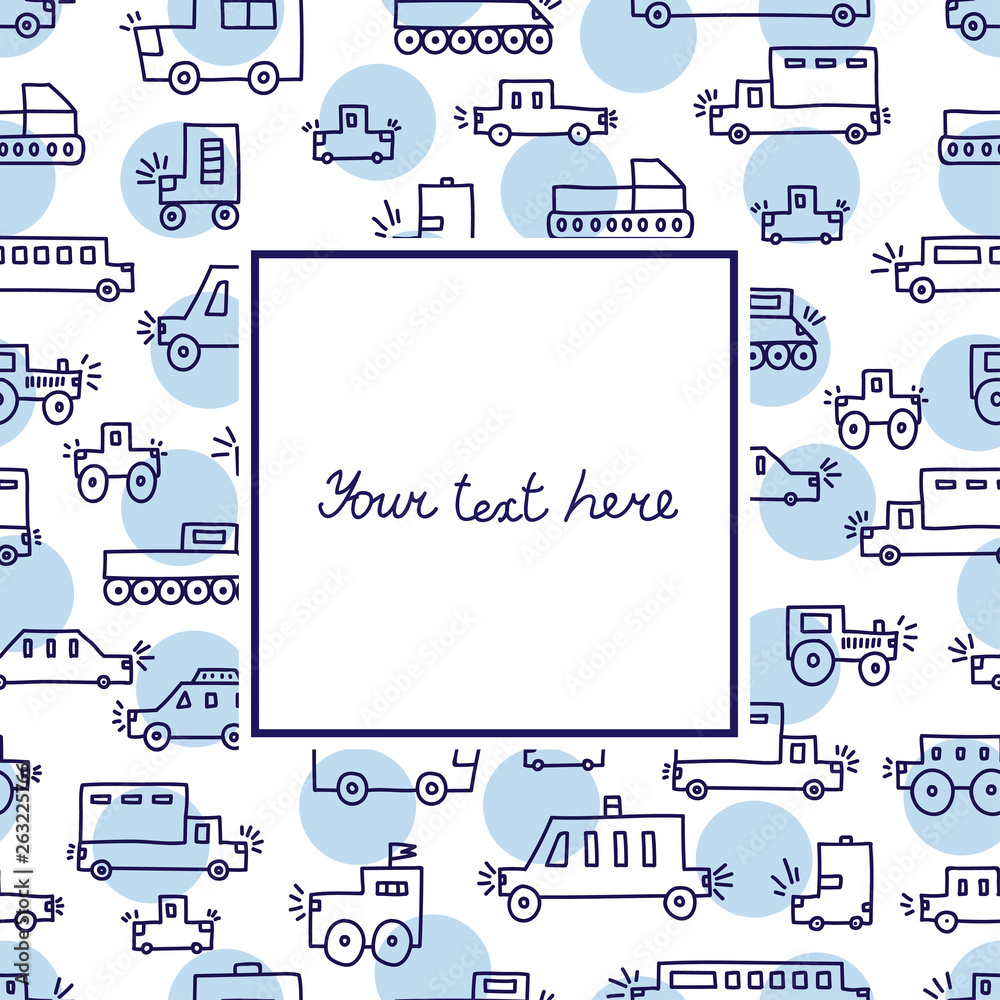 Cute cars greeting card. Kids automobile. Can be used for wallpaper ...