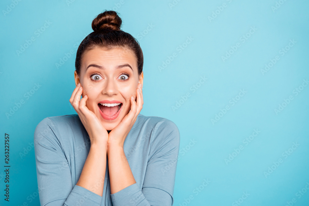 Close up photo beautiful amazing cute she her lady hold hands arms ...