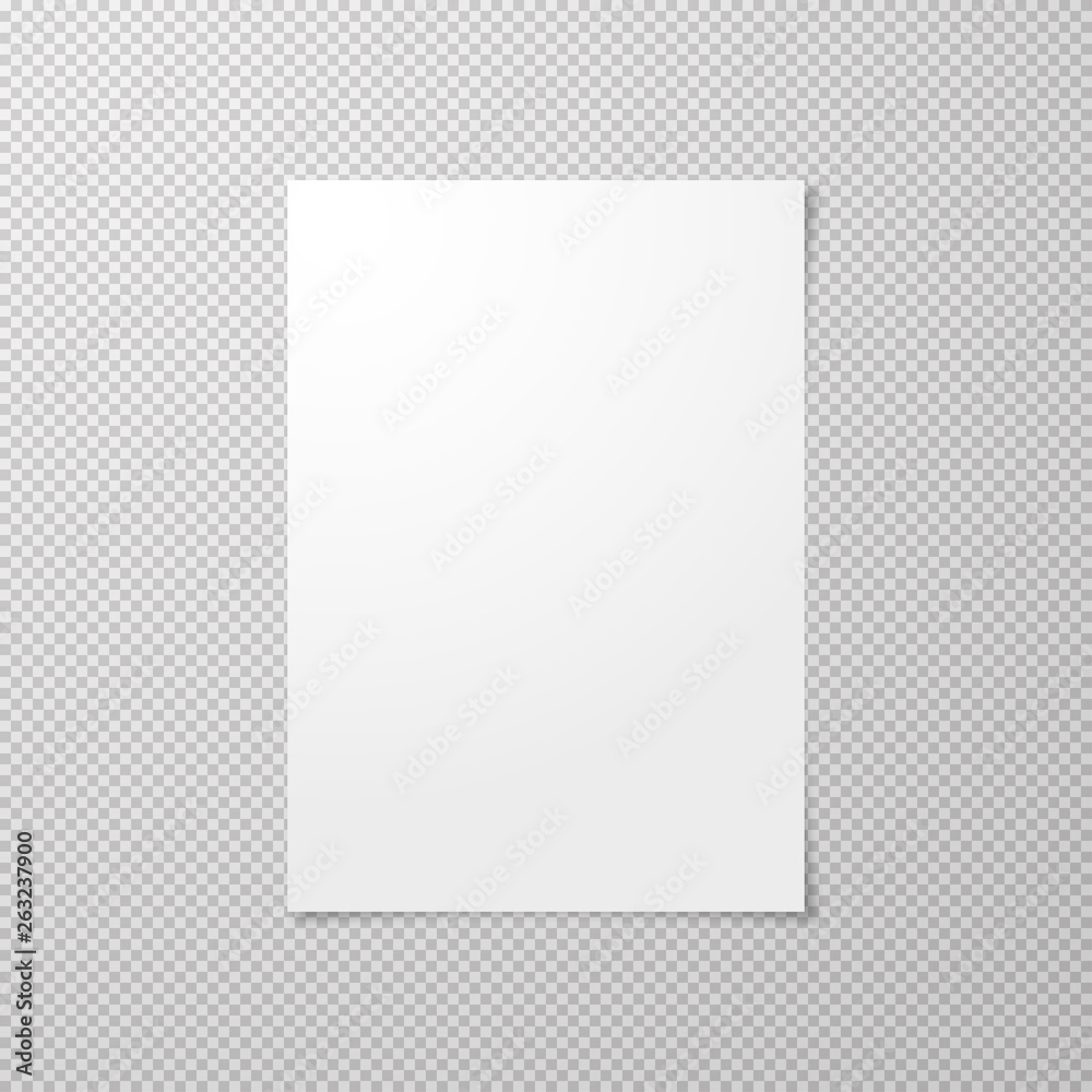 Realistic empty piece of paper a4 with shadow isolated on transparent ...