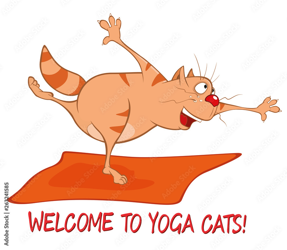 Essential Yoga Poses for Cats. Vector Illustration of a Cute Cat ...