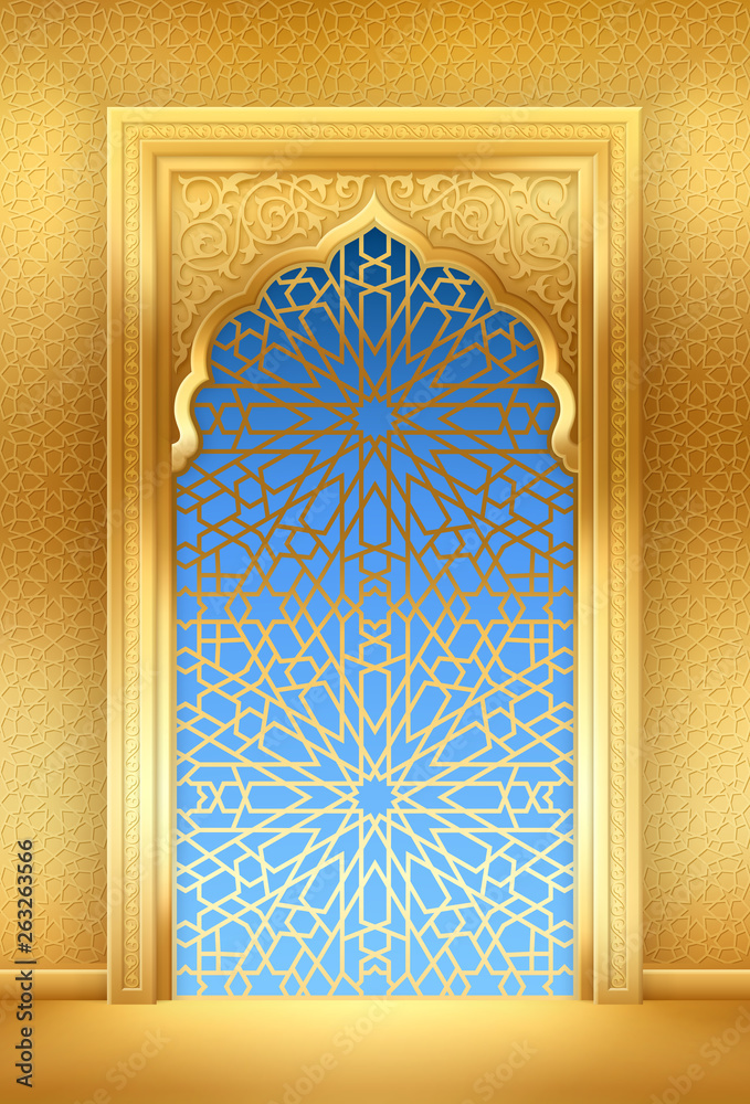 Background with Golden Arch and Pattern Stock Vector | Adobe Stock