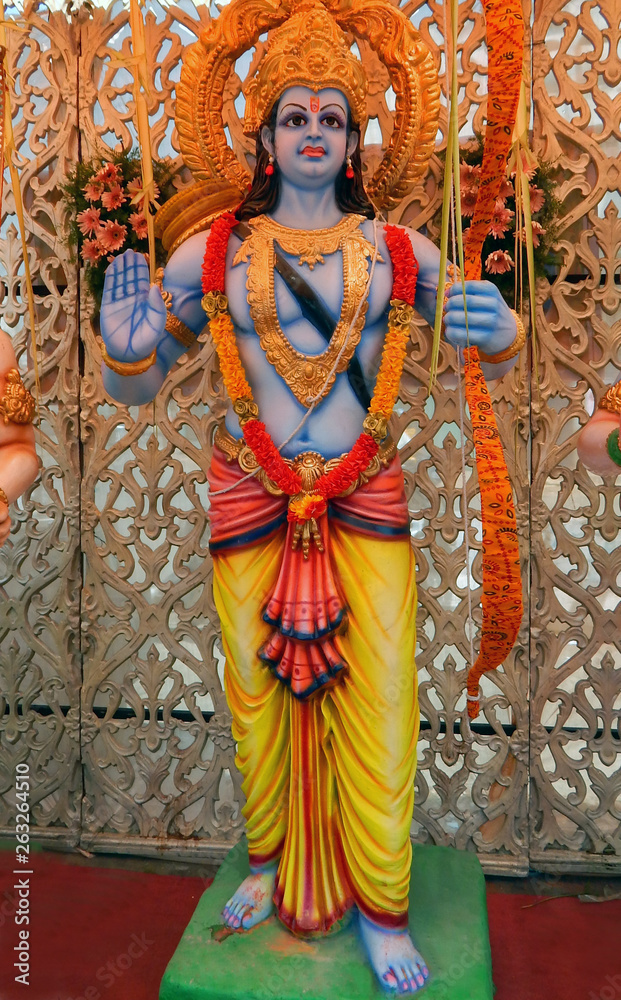 Closeup view of Hindu God Rama in a temple Stock Photo | Adobe Stock