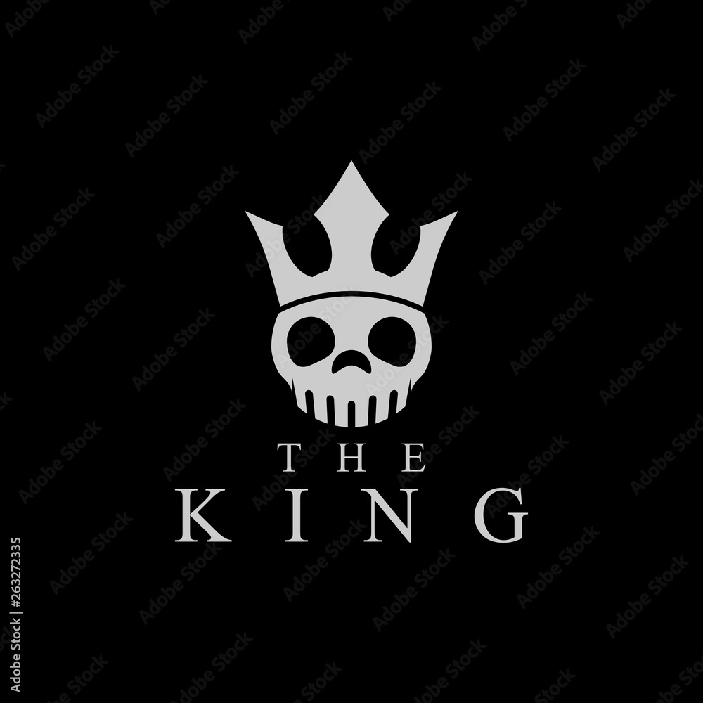 logo illustration of skull king vector black and white - template logo ...