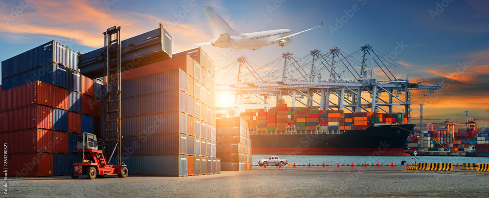 Logistics and transportation concept,Container Cargo freight ship with ...