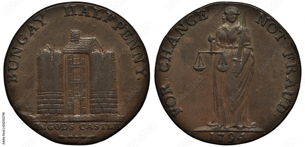 Great Britain British token 1/2 penny halfpenny 1794, Conder Token ...