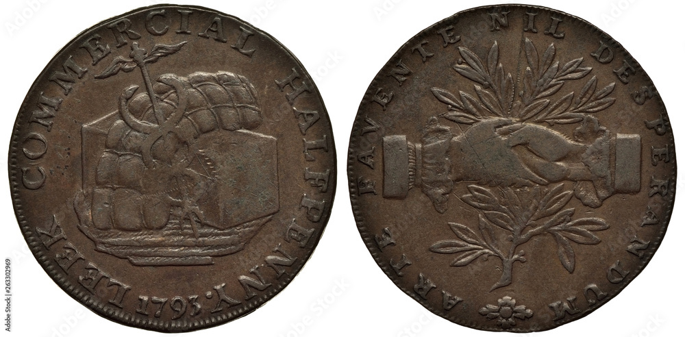 Great Britain British token 1/2 penny halfpenny 1793, Conder Token ...