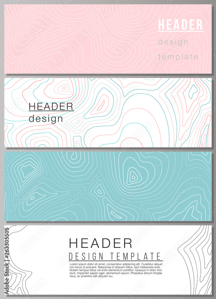 The minimalistic vector illustration of the editable layout of headers ...