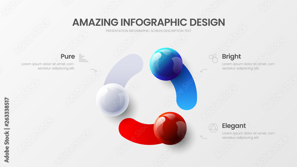 Business 3 option infographic presentation vector 3D colorful balls ...