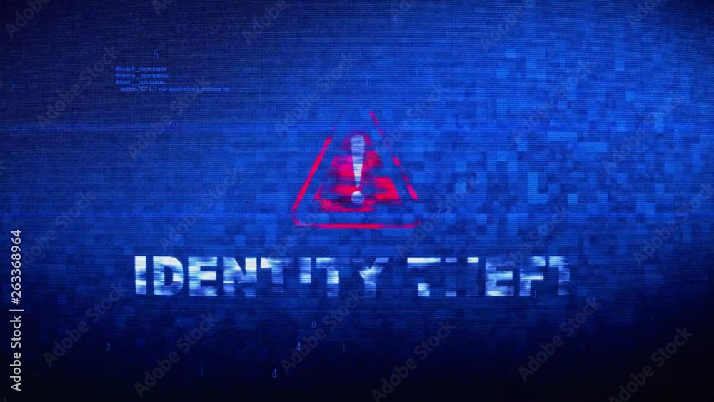 Identity Theft Text Digital Noise Glitch Effect Tv Screen Background. Login and Password With ...