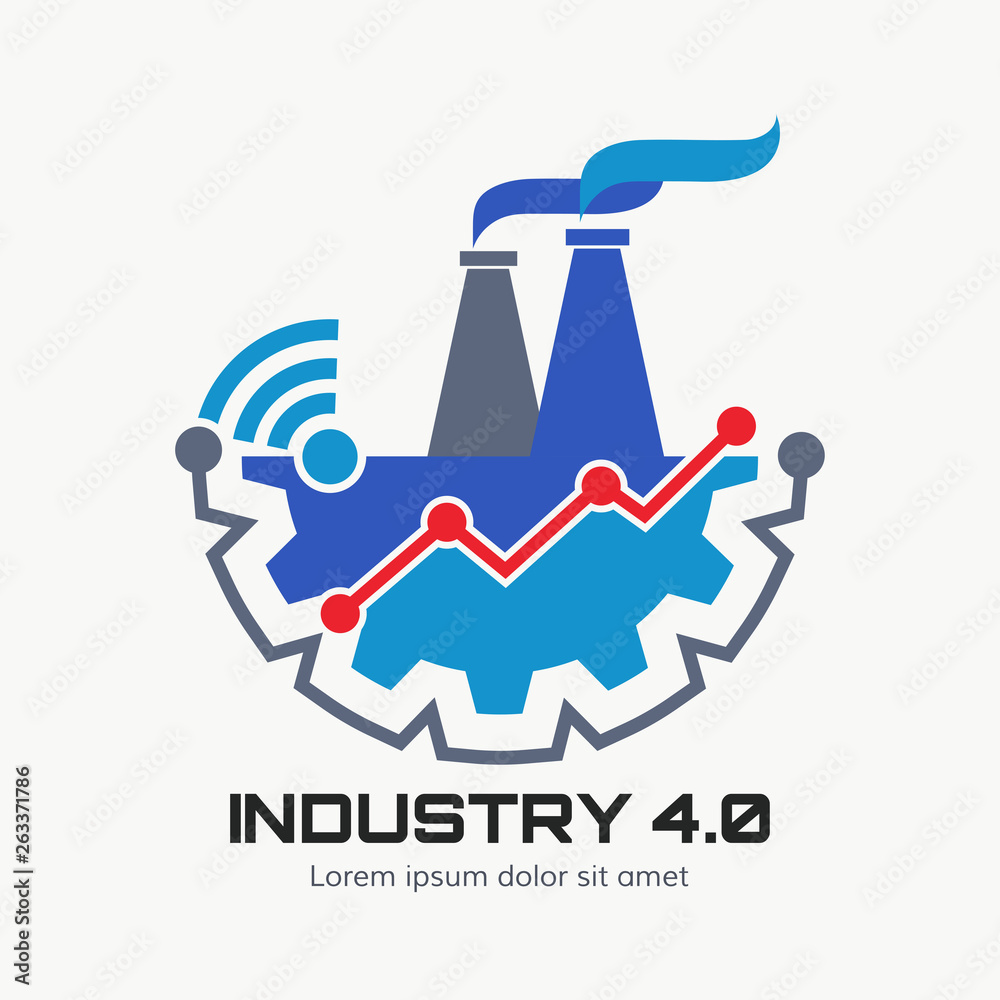 Industry 4.0 Concept Business Control or Logo Stock Vector | Adobe Stock