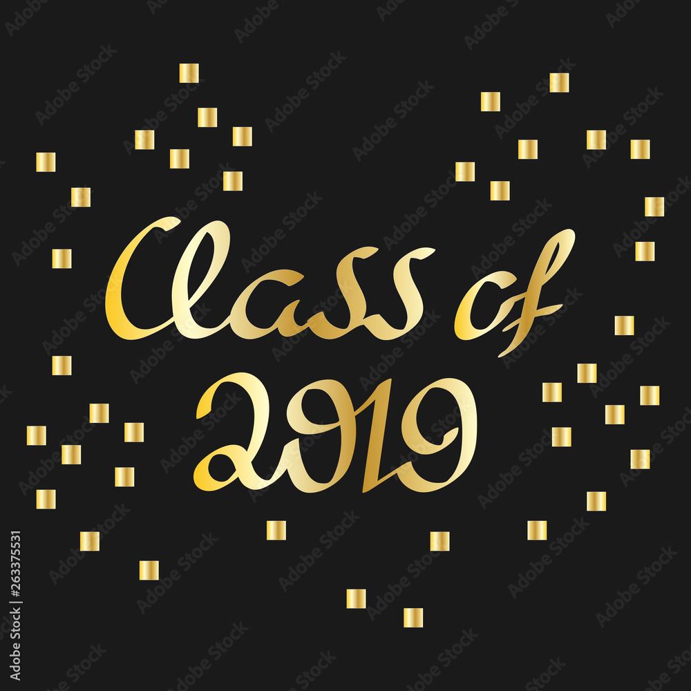 Class of 2019. Vector illustration. Hand drawn brush lettering ...