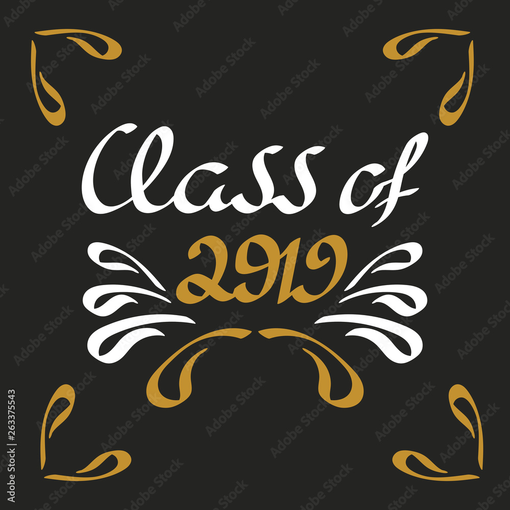 Class of 2019. Vector illustration. Hand drawn brush lettering ...