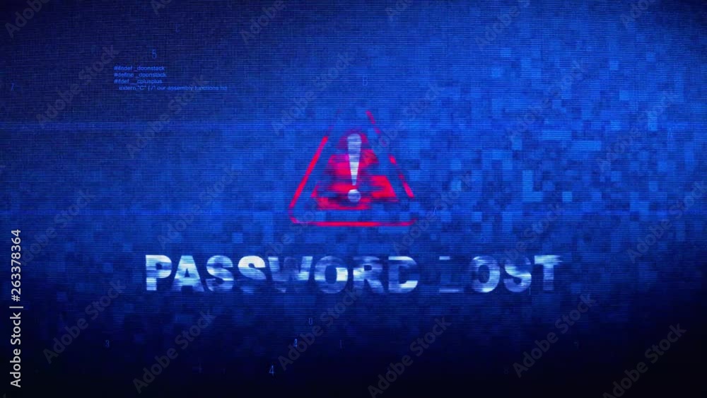 Password Lost Text Digital Noise Glitch Effect Tv Screen Background. Login and Password With ...