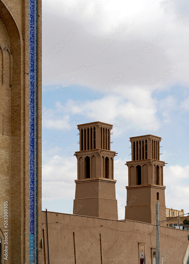 Windcatchers in Yazd, Iran. Windcatchers are a traditional Iranian ...