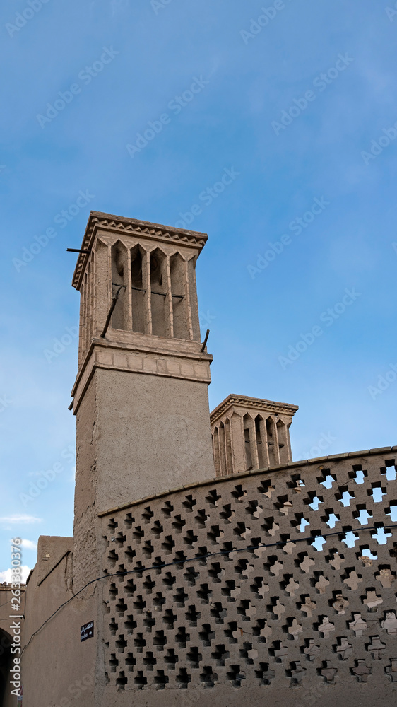 Windcatchers in Yazd, Iran. Windcatchers are a traditional Iranian ...