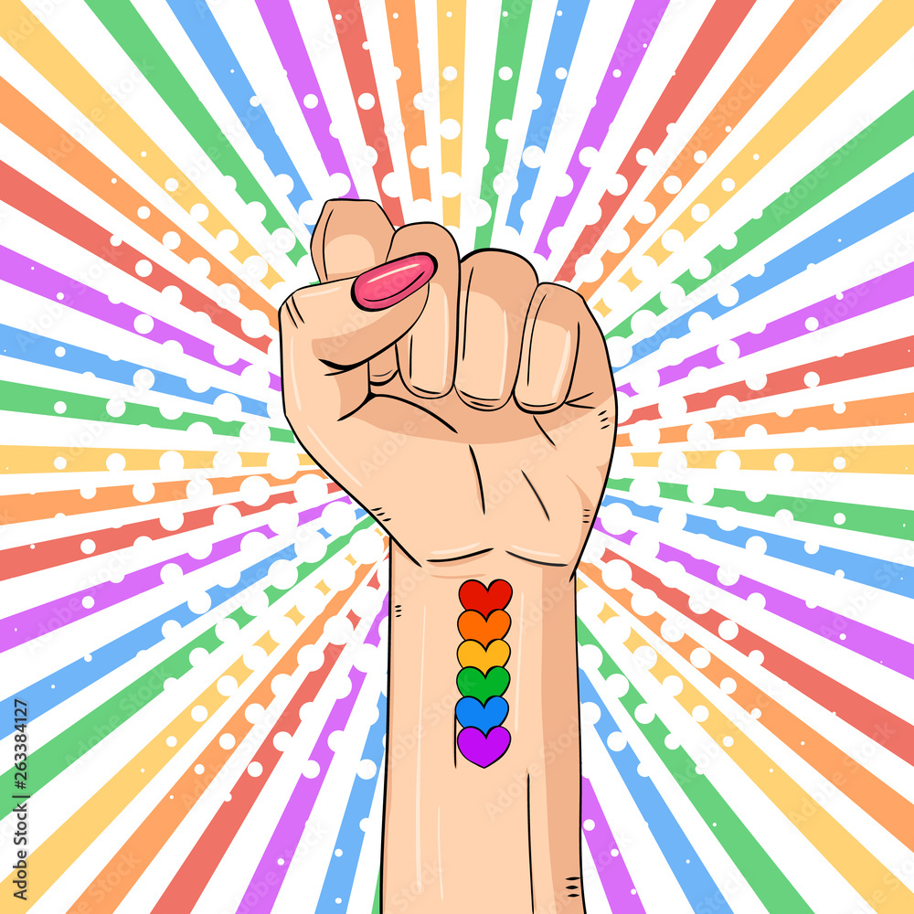 Woman’s hand, the LGBTQ theme. Pride Month. LGBT equal rights movement ...