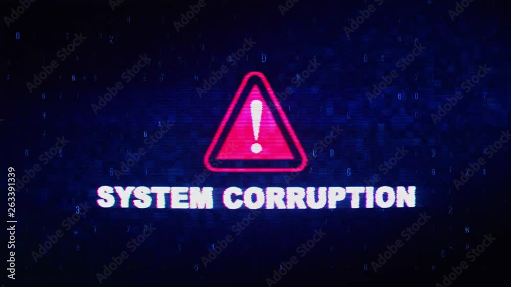System Corruption Text Digital Noise Glitch Effect Tv Screen Loop Background. Login and Password ...