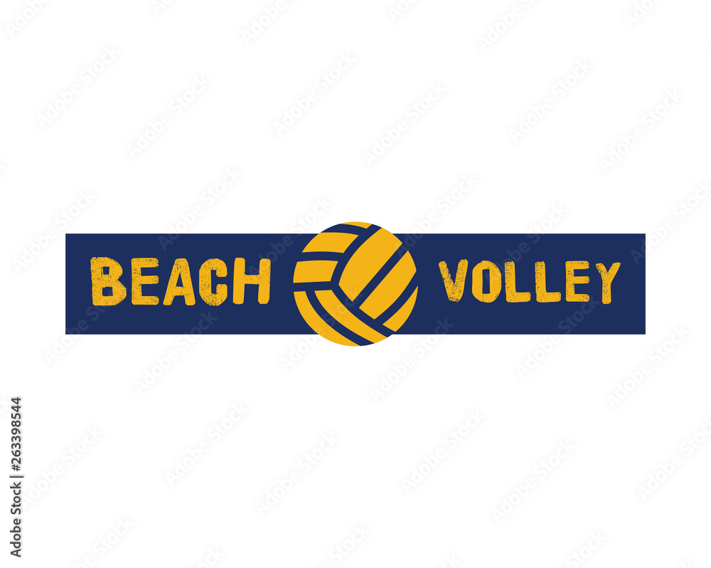 Beach Volleyball logo template, badge. Volley sign with ball. Colorful ...