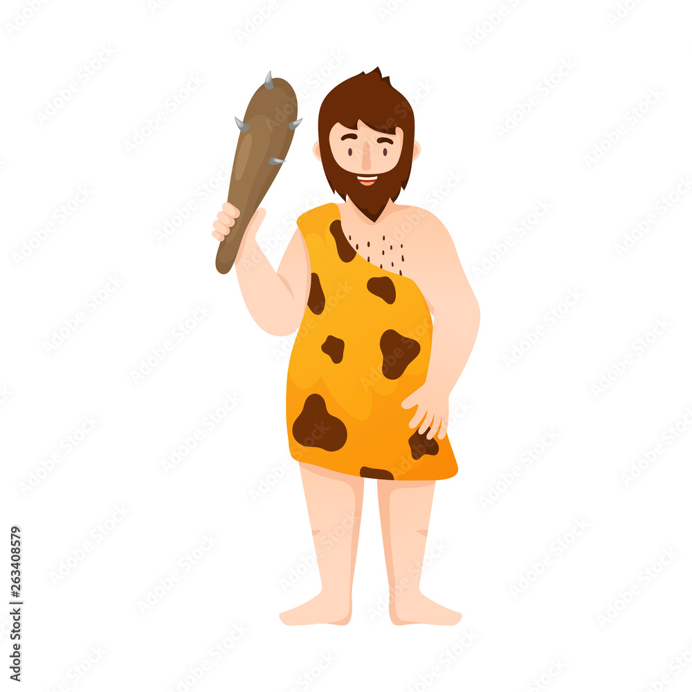 Vector illustration of neanderthal and man symbol. Collection of ...