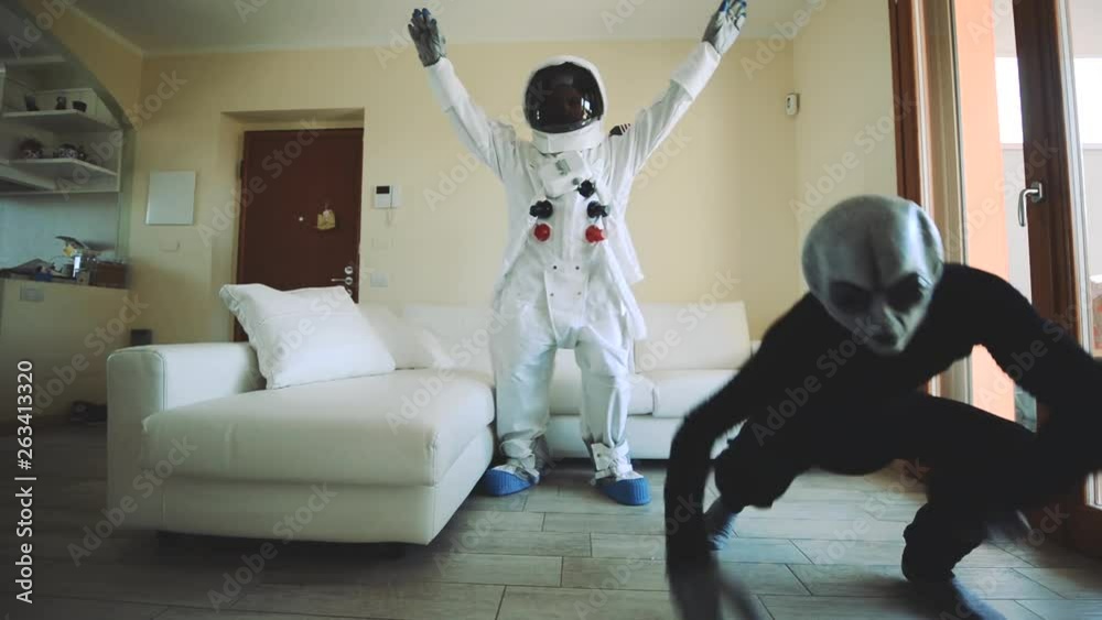 Astronaut and Alien dancing together Stock Video | Adobe Stock