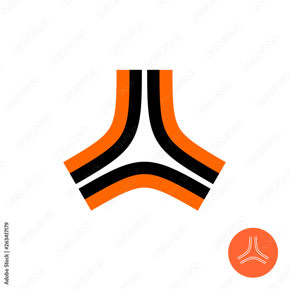 Triangle abstract geometric logo. Three wide bent lines in a triangle ...