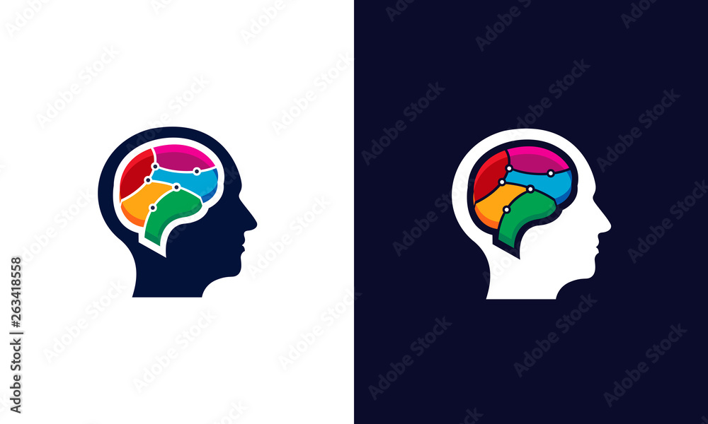 Colorful human brain data analytics logo template Stock Vector | Adobe ...