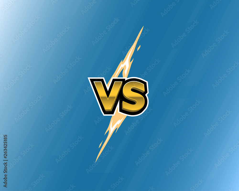 VS letters of lightning on blue background. Versus logo. Vector ...