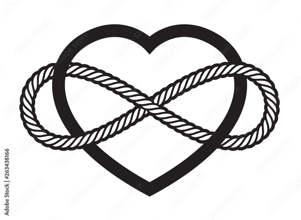 Vector tattoo symbol of never ending love. Isolated on white background ...