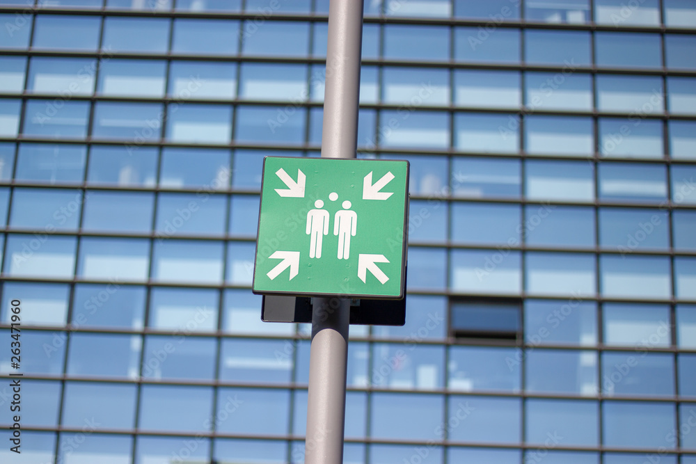 collection point sign with skyscraper background Stock Photo | Adobe Stock
