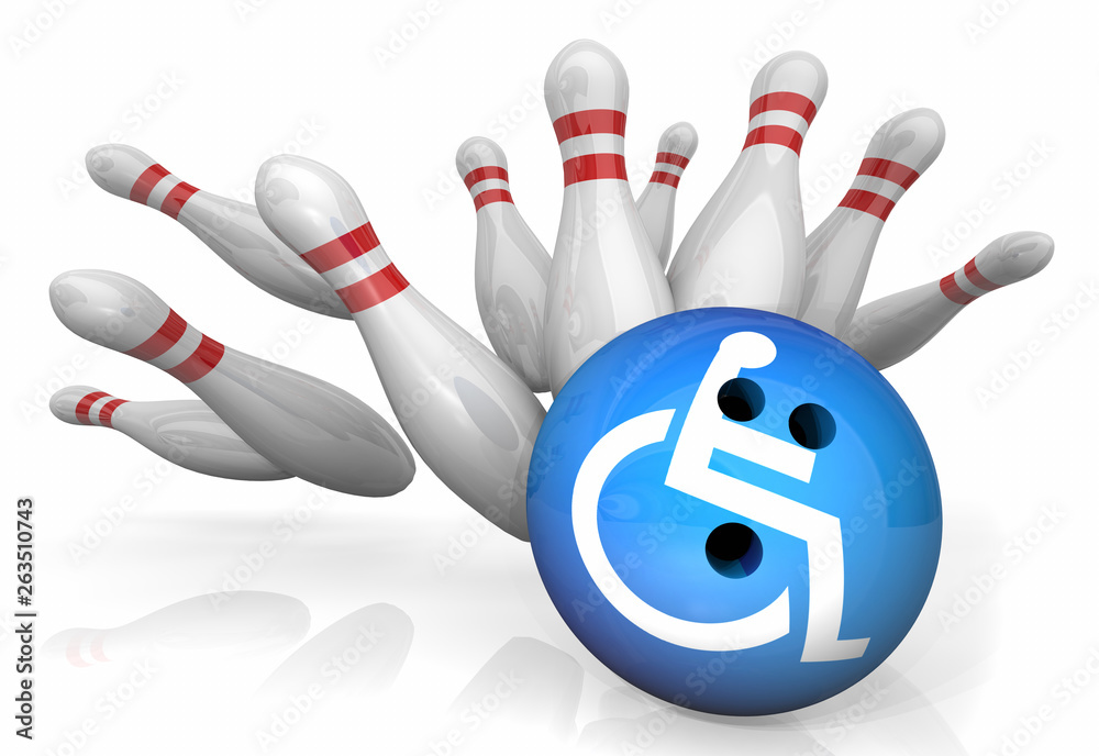 Wheelchair Disabled Person Symbol Disability Bowling Ball Strike Pins ...
