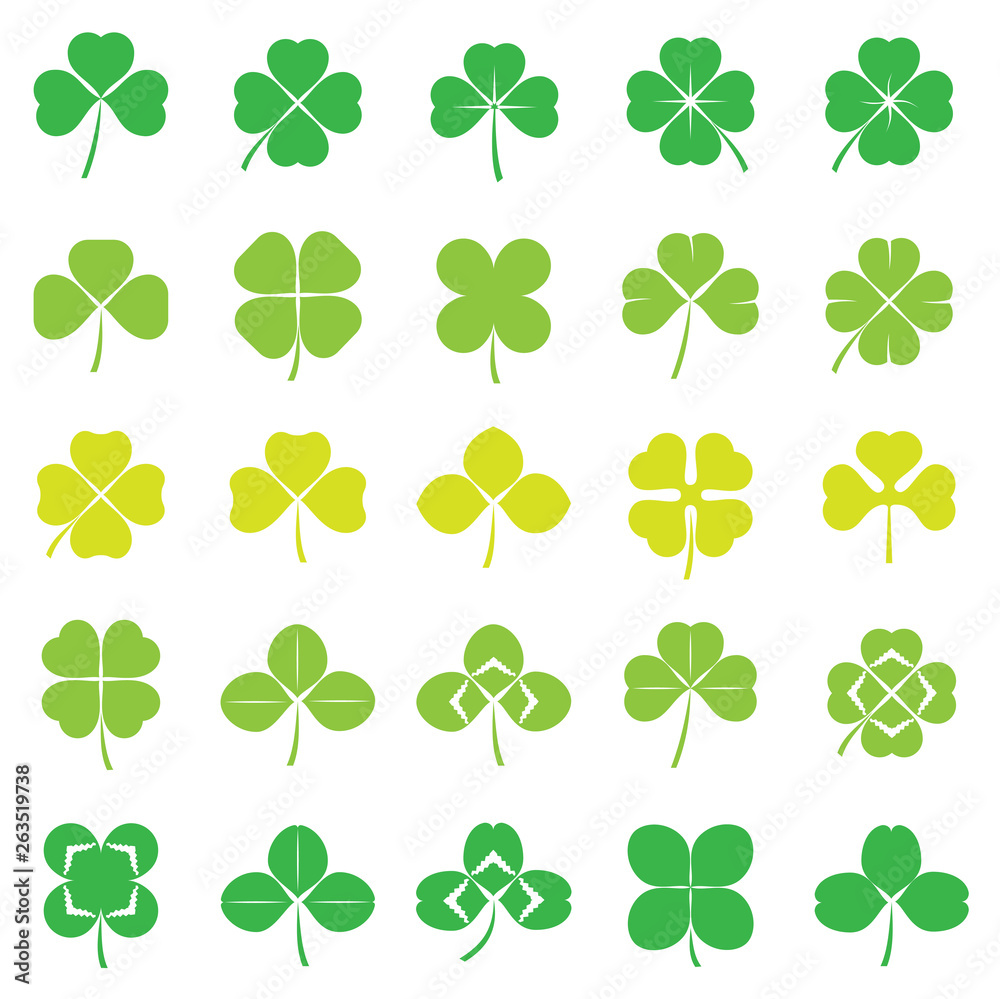 Clover icons set on white background for graphic and web design. Simple ...