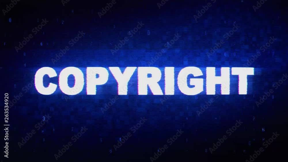 Copyright Text Digital Noise Twitch and Glitch Effect Tv Screen Loop Animation Background. Login ...
