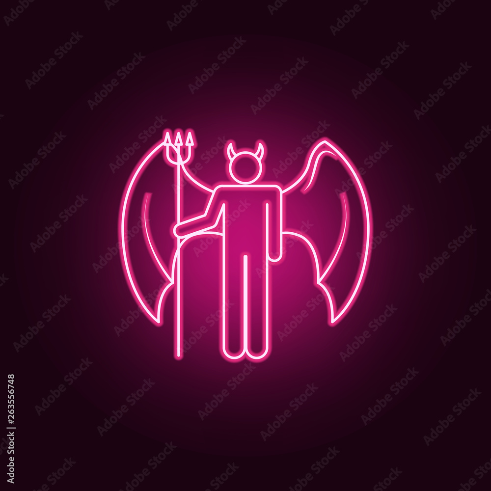 daemon neon icon. Elements of Angel and demon set. Simple icon for ...