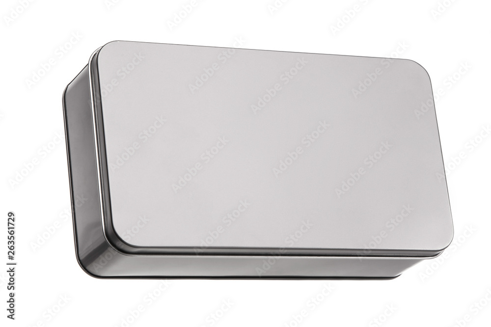 silver metal box isolated on white background. Stock Photo | Adobe Stock