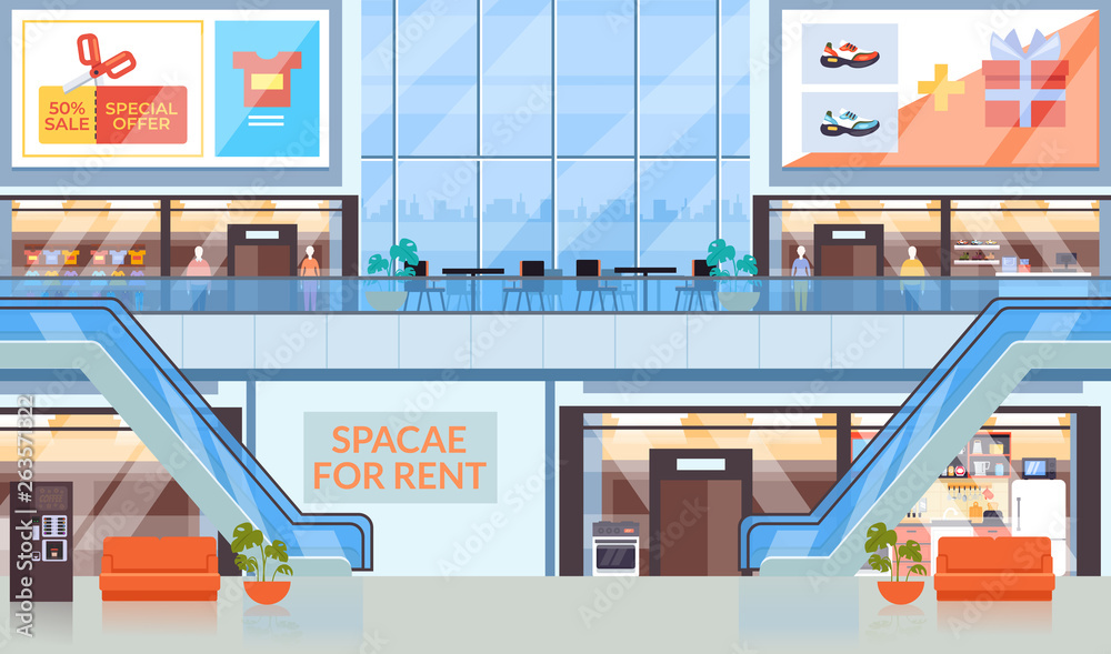 Super market shopping center mall concept. Vector flat graphic design ...