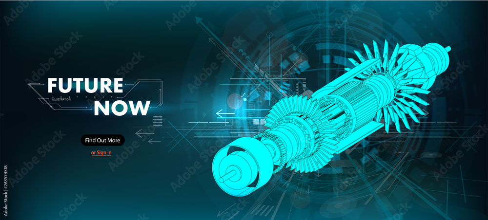 Abstract gear wheel mechanism background. Engineering drawing abstract ...