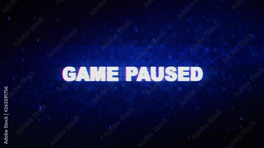 Vidéo Stock Game Paused Text Digital Noise Twitch and Glitch Effect Tv ...