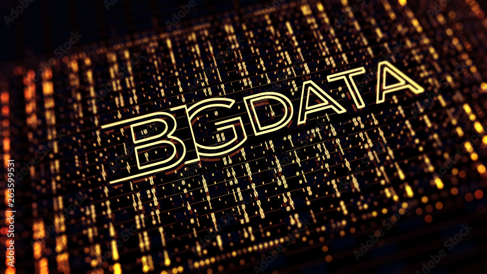 Abstraction illustration binary code strings are processed by the computer's motherboard ...