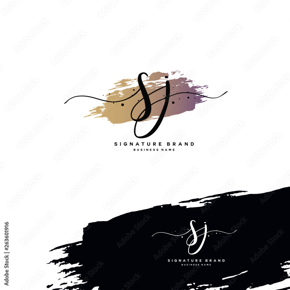 S J SJ Initial letter handwriting and signature logo. Stock Vector ...