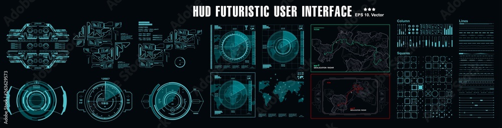 HUD elements mega set pack. Dashboard display virtual reality ...