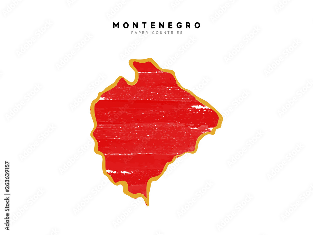 Montenegro detailed map with flag of country. Painted in watercolor ...