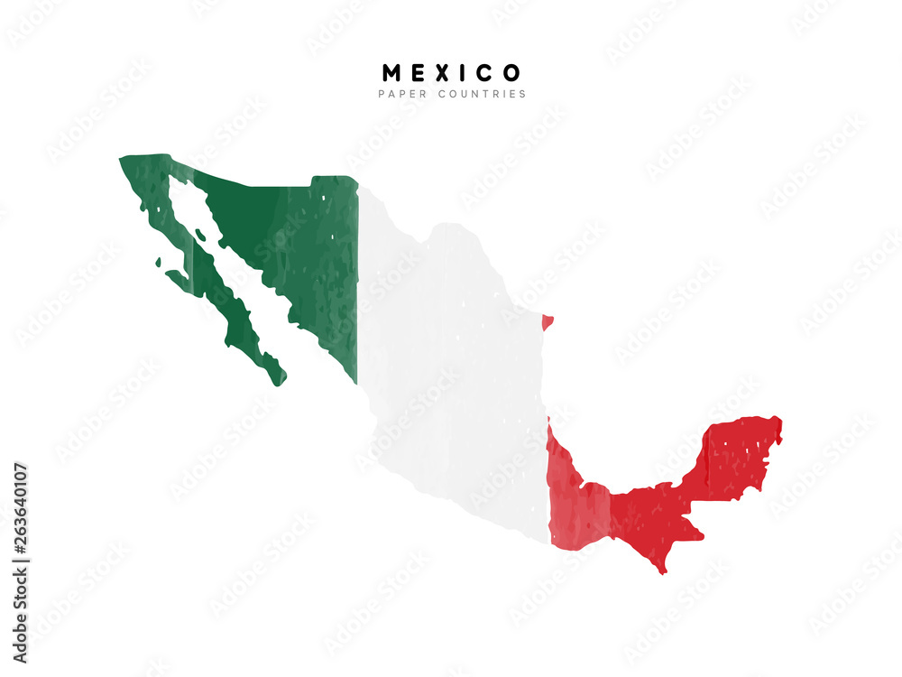Mexico detailed map with flag of country Stock Vector | Adobe Stock