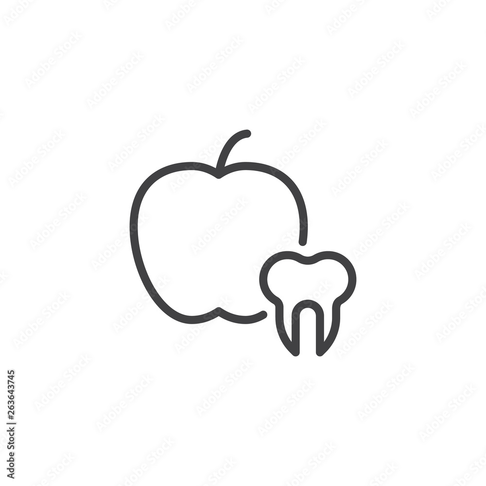 Dental apple line icon. linear style sign for mobile concept and web ...