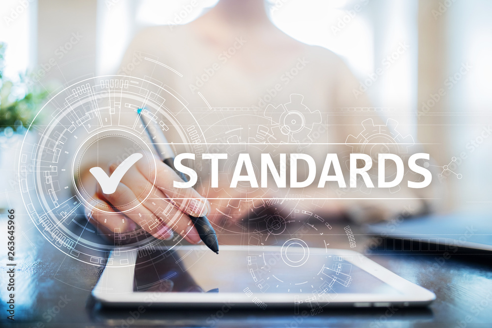 Standards, Quality Control, Assurance, ISO, Checkbox on virtual screen ...