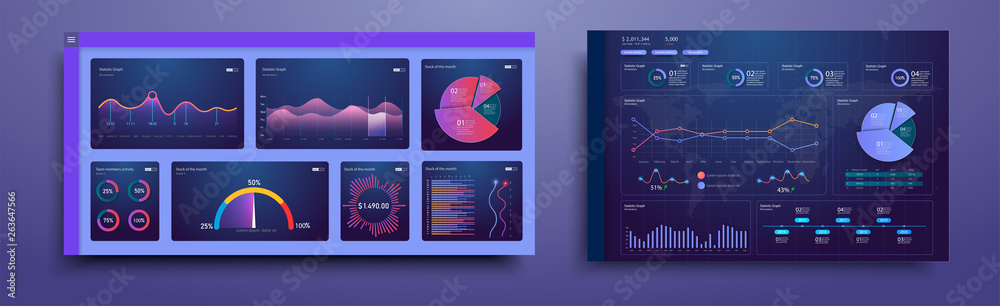 Infographic dashboard. Dashboard infographic template with modern ...
