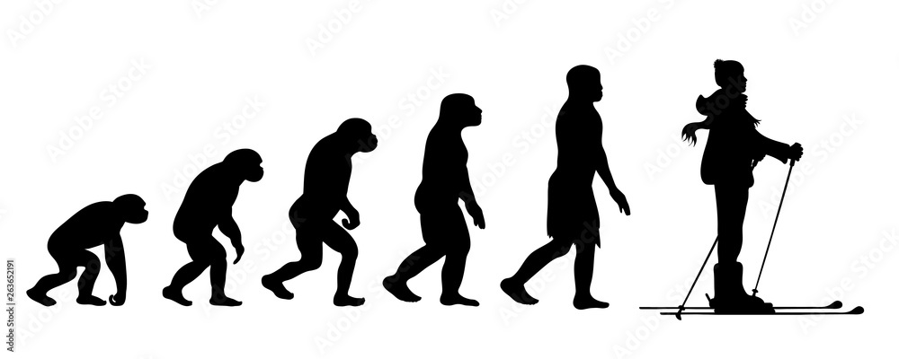 Painted theory of evolution of man. Vector silhouette of homo sapiens ...