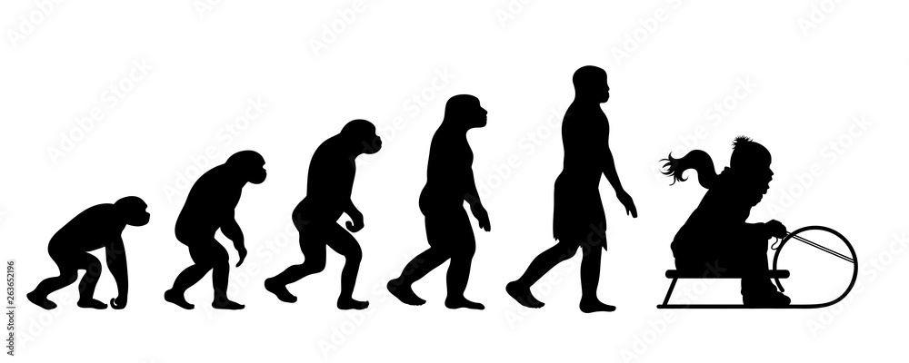 Painted theory of evolution of man. Vector silhouette of homo sapiens ...