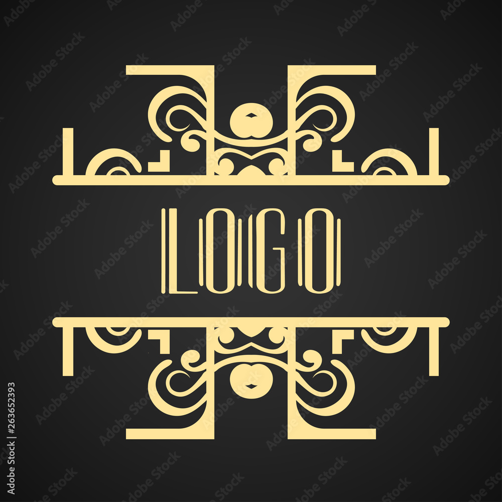 Beautiful emblem, badge for template logo in the modern art deco style ...